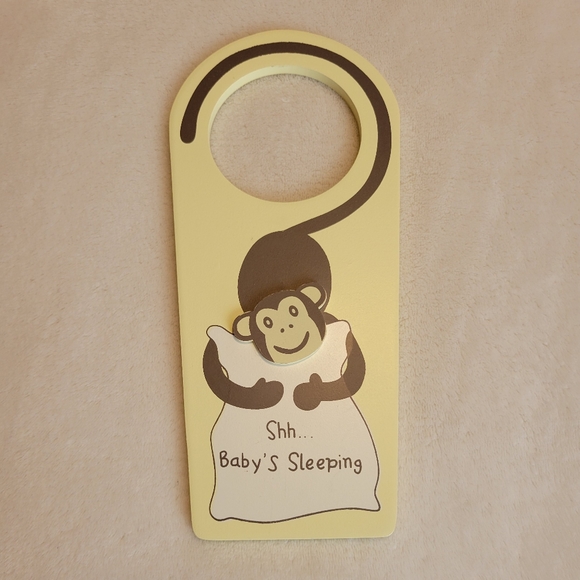 Other | Monkey Door Hanger Wood Shh Babys Sleeping | Poshmark